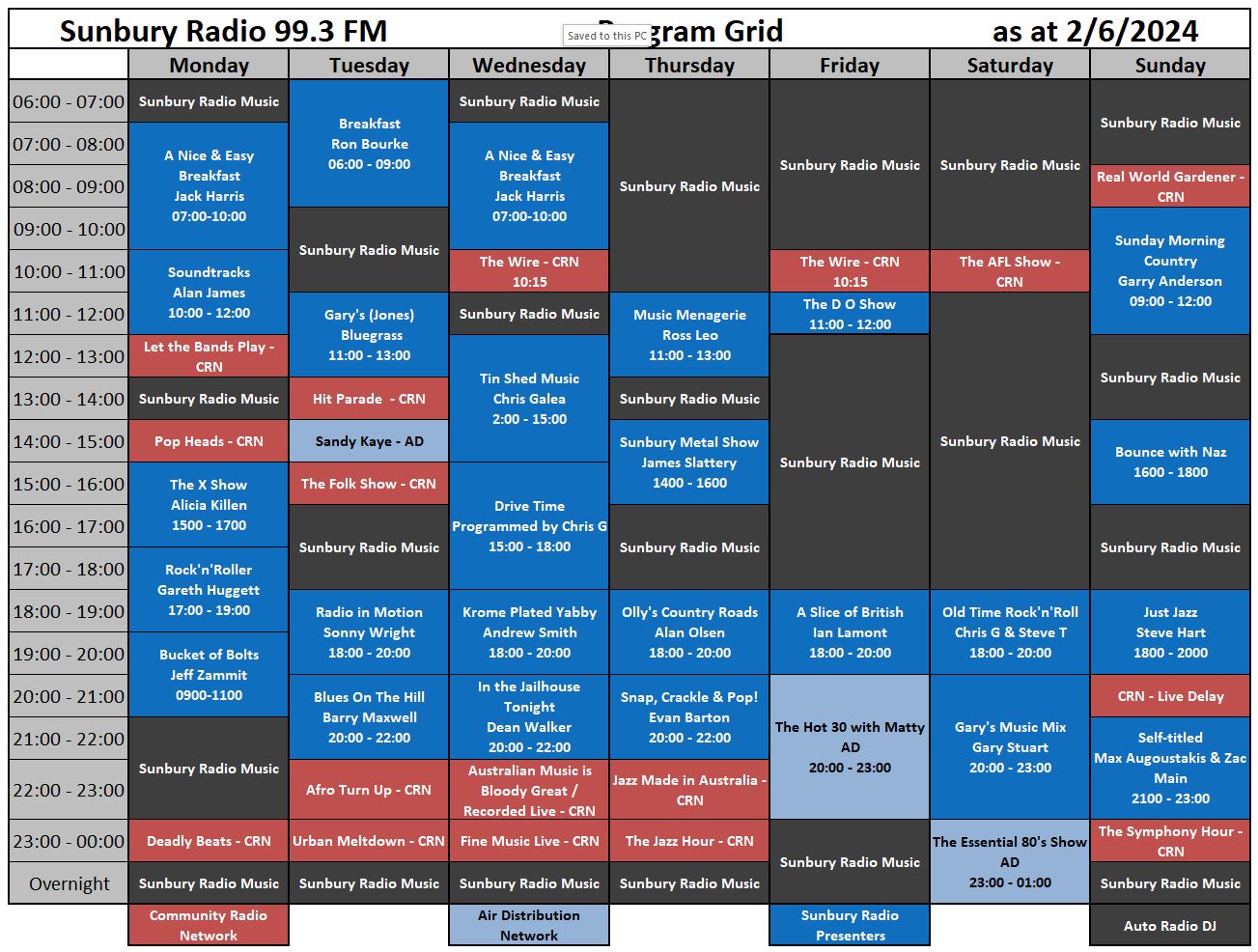 What's on Sunbury Radio this week - Sunbury Radio 99.3FM Melbourne